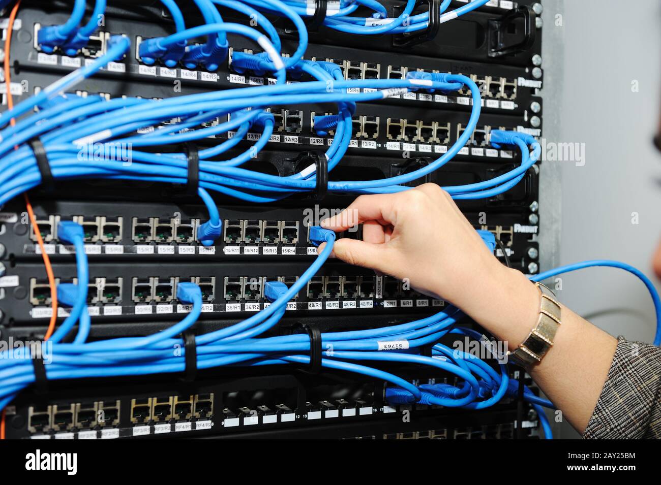 Female administrator at server room Stock Photo - Alamy