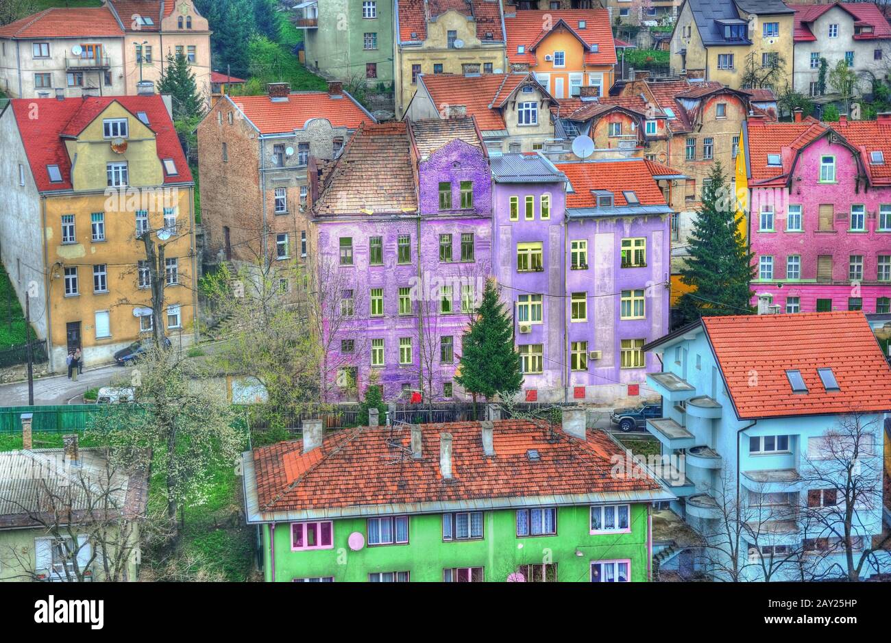 Colorful buildings city Stock Photo - Alamy