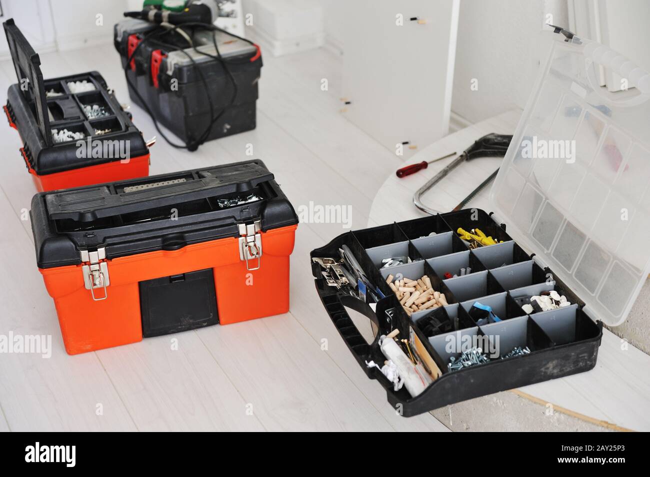 Toolbox with instruments and equipment for work Stock Photo - Alamy