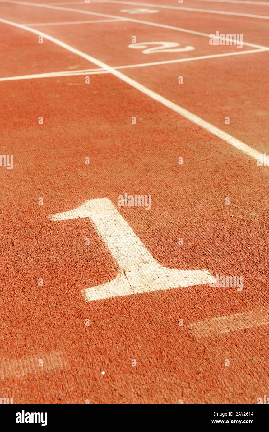 Numbers on running track Stock Photo - Alamy