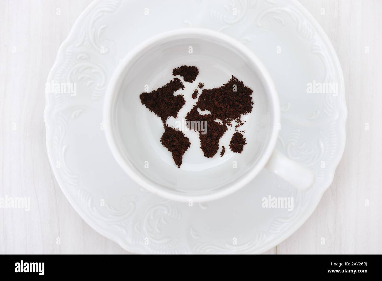 World map in coffee cup Stock Photo - Alamy