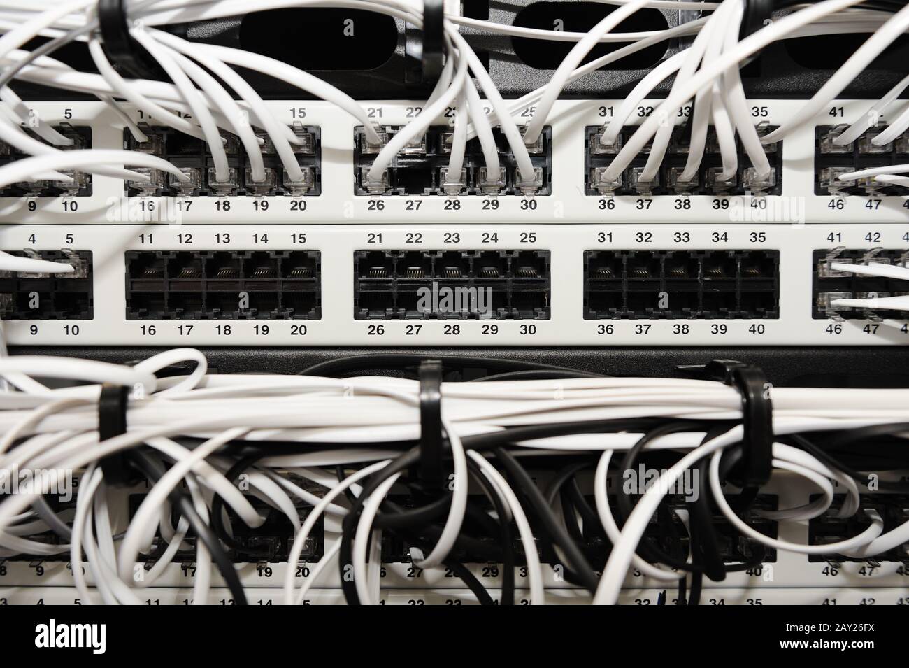 Server panel with cables and connectors Stock Photo - Alamy