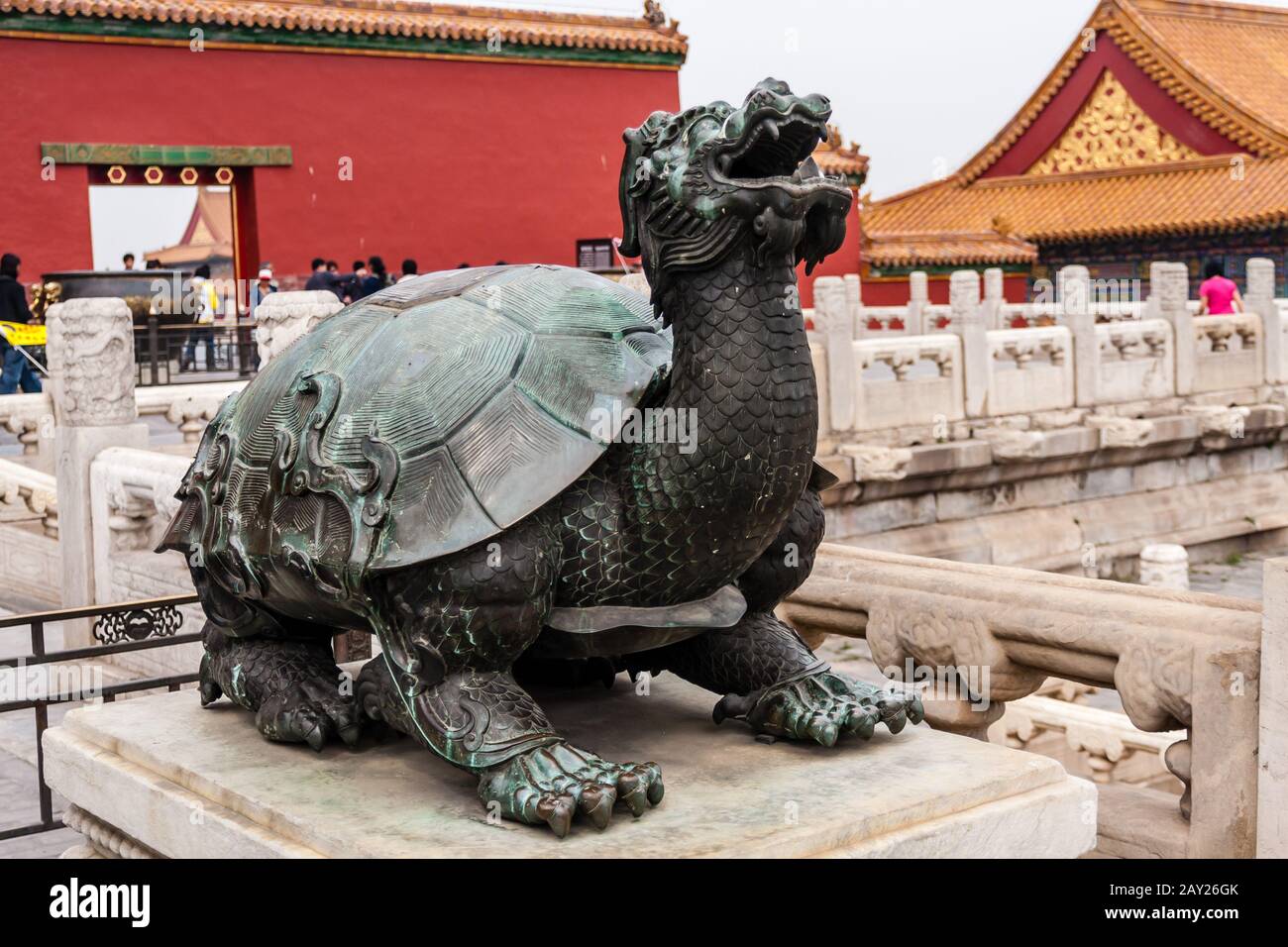 The bronze turtle outside the Hall of Supreme Harmony in the Forbidden ...