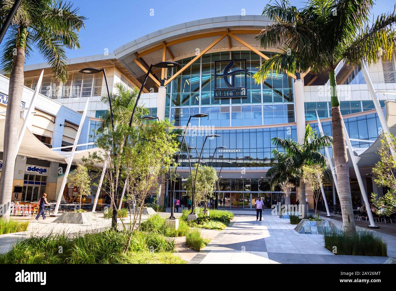 Durban, South Africa, 15th May - 2019: Exterior of shopping complex ...