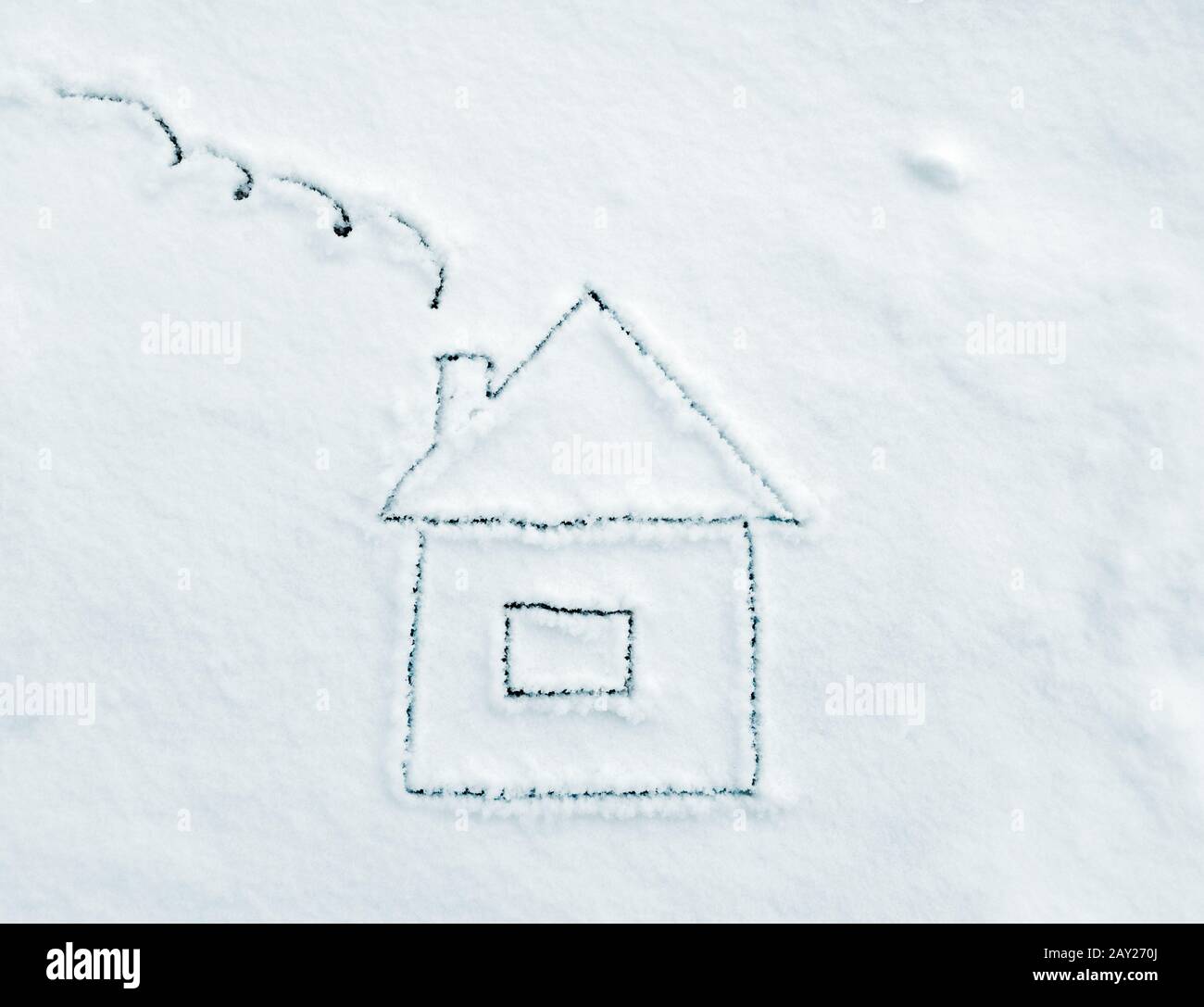 Drawing house on snow Stock Photo - Alamy