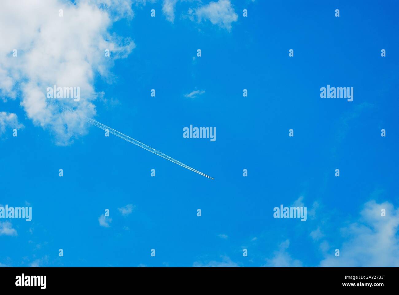 Beautiful sky with plane path on Stock Photo - Alamy