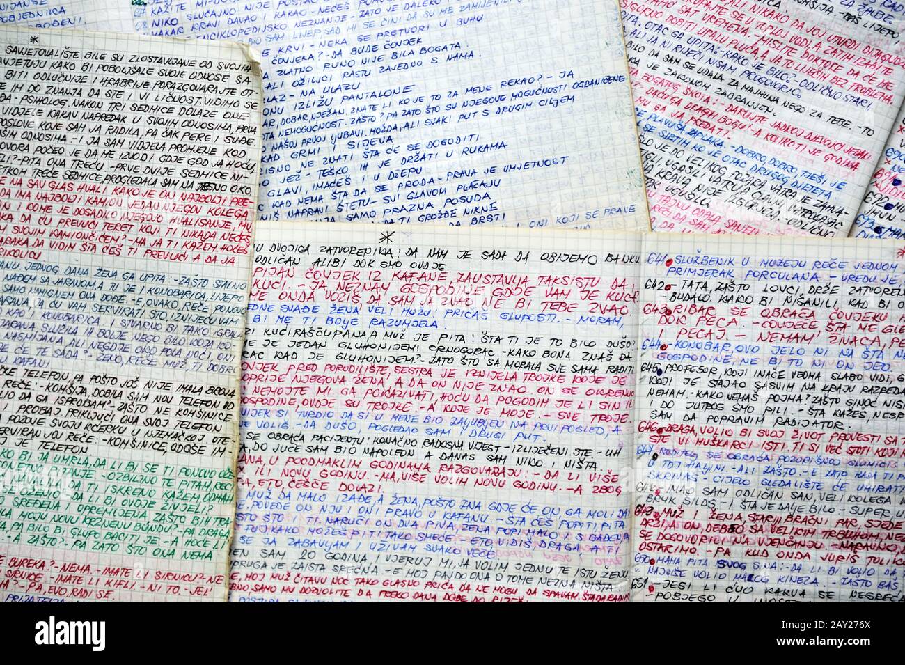 Handwriting colorful notebooks Stock Photo - Alamy