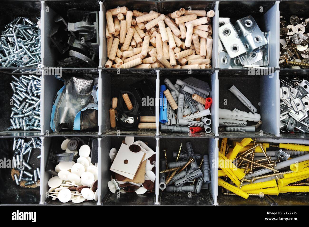 Toolbox with arranged screws Stock Photo - Alamy