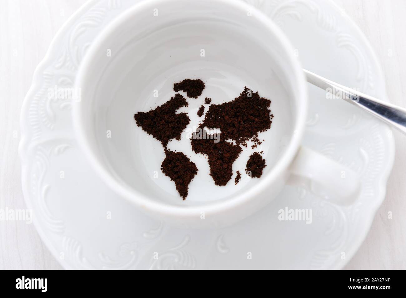 World map in coffee cup Stock Photo - Alamy