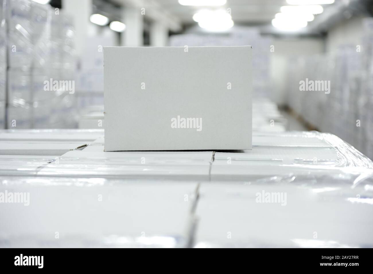 White box package at warehouse ready for your message or logo Stock ...