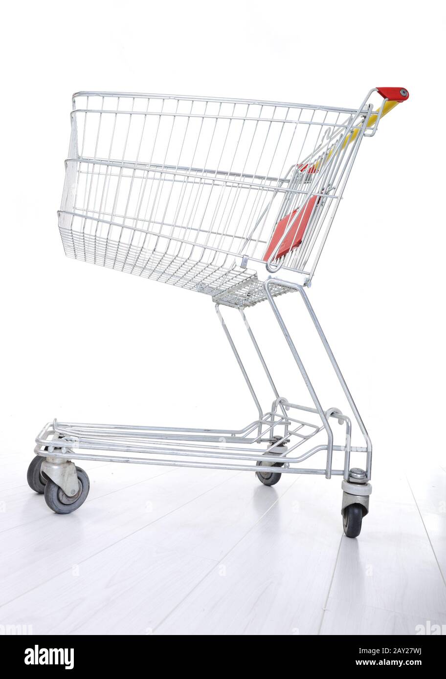 Empty shopping cart on white Stock Photo - Alamy