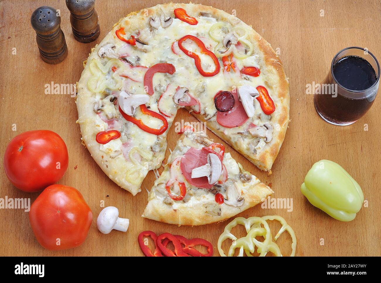 Italian pizza with many colors and ingredients Stock Photo - Alamy