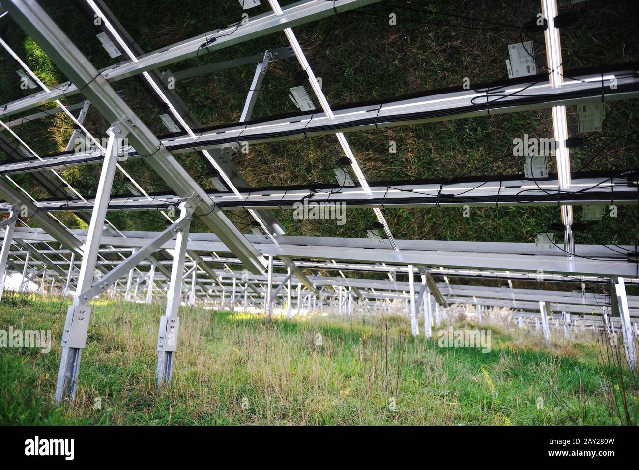 Alternative energy photovoltaic solar panels from back Stock Photo - Alamy