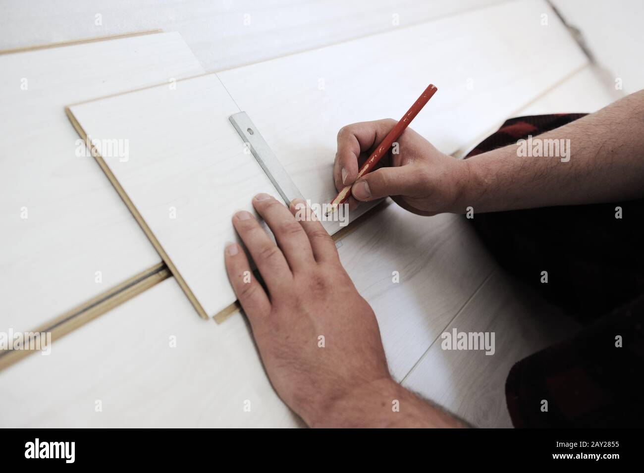 Precise drawing and measuring on floor Stock Photo - Alamy