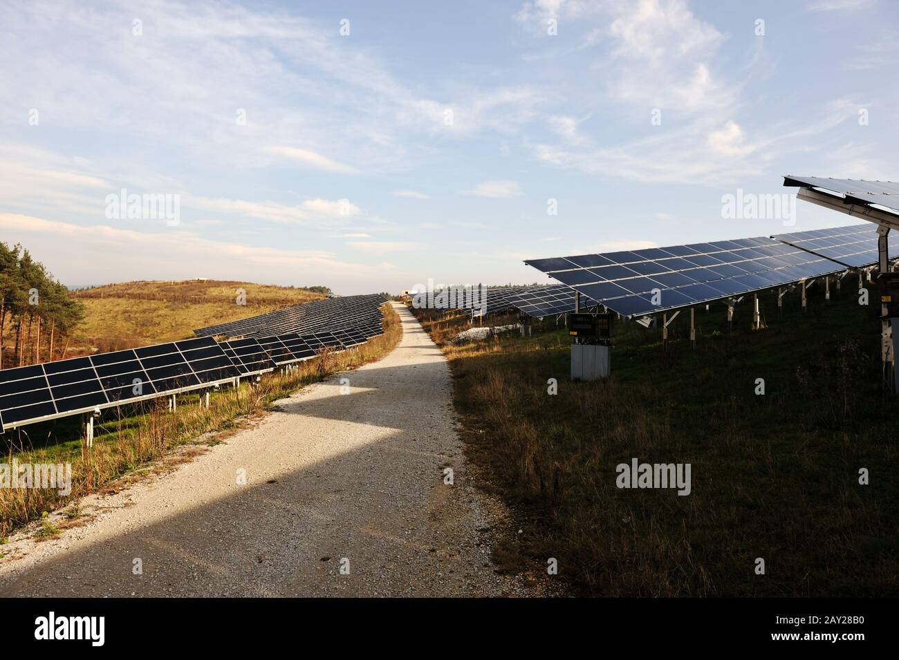 Solar panels and road Stock Photo - Alamy