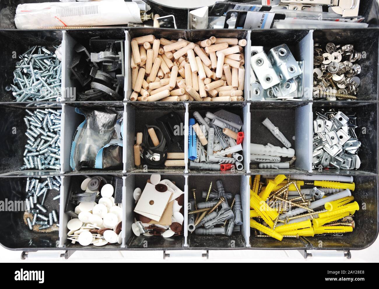 Toolbox with arranged screws Stock Photo - Alamy
