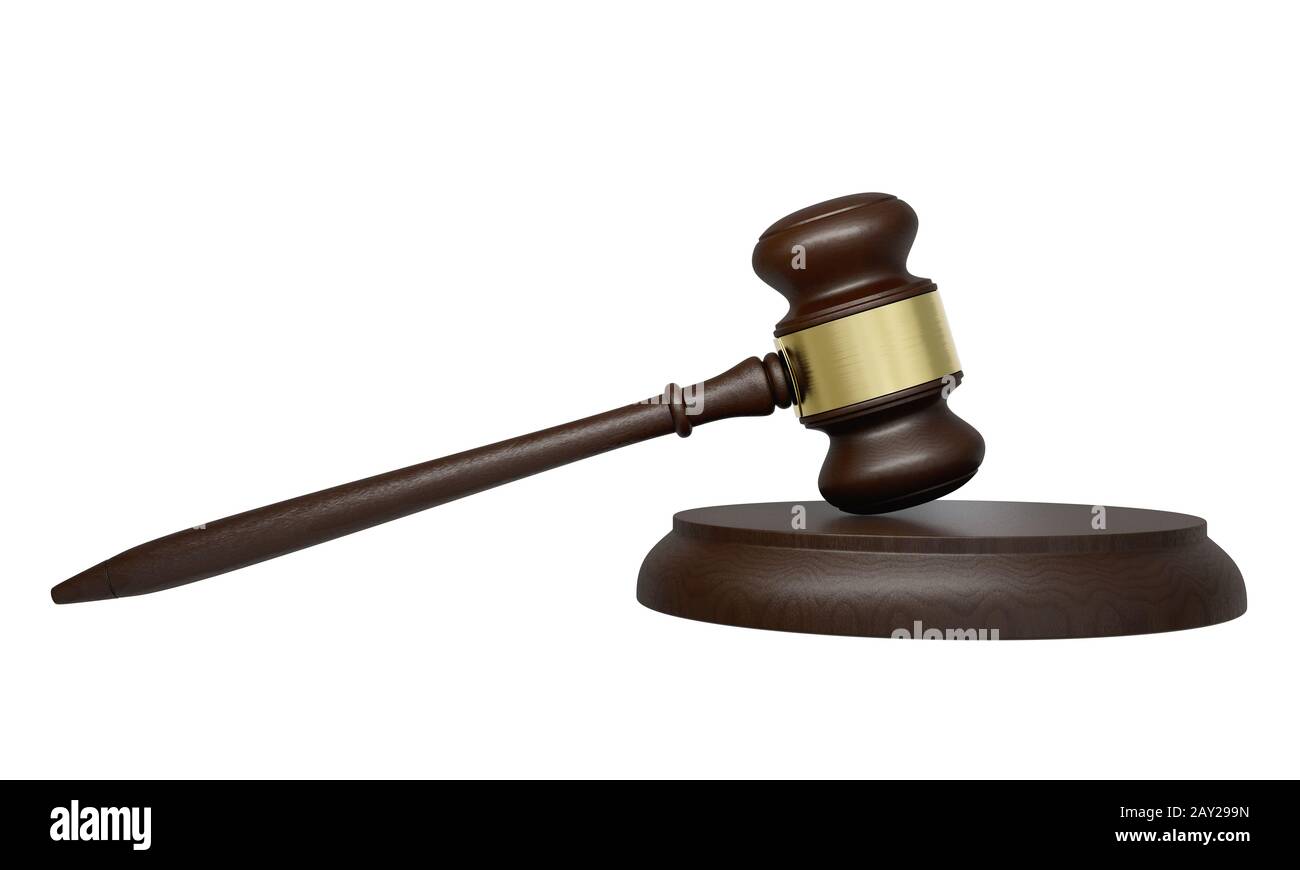 The wooden judge's gavel. 3D render illustration Stock Photo - Alamy