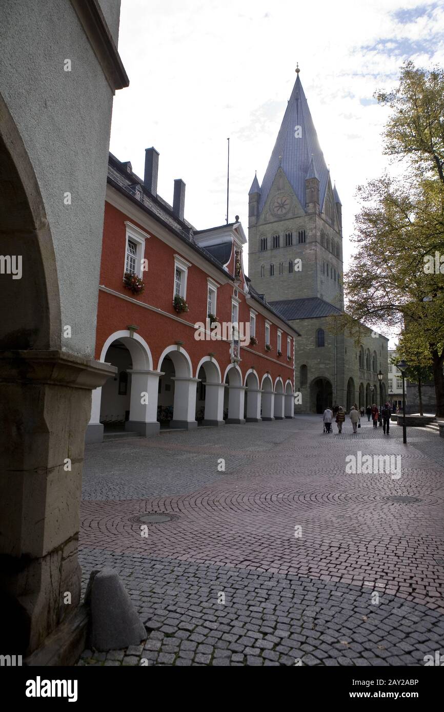 historical town hall and cathedral of Soest Stock Photo - Alamy