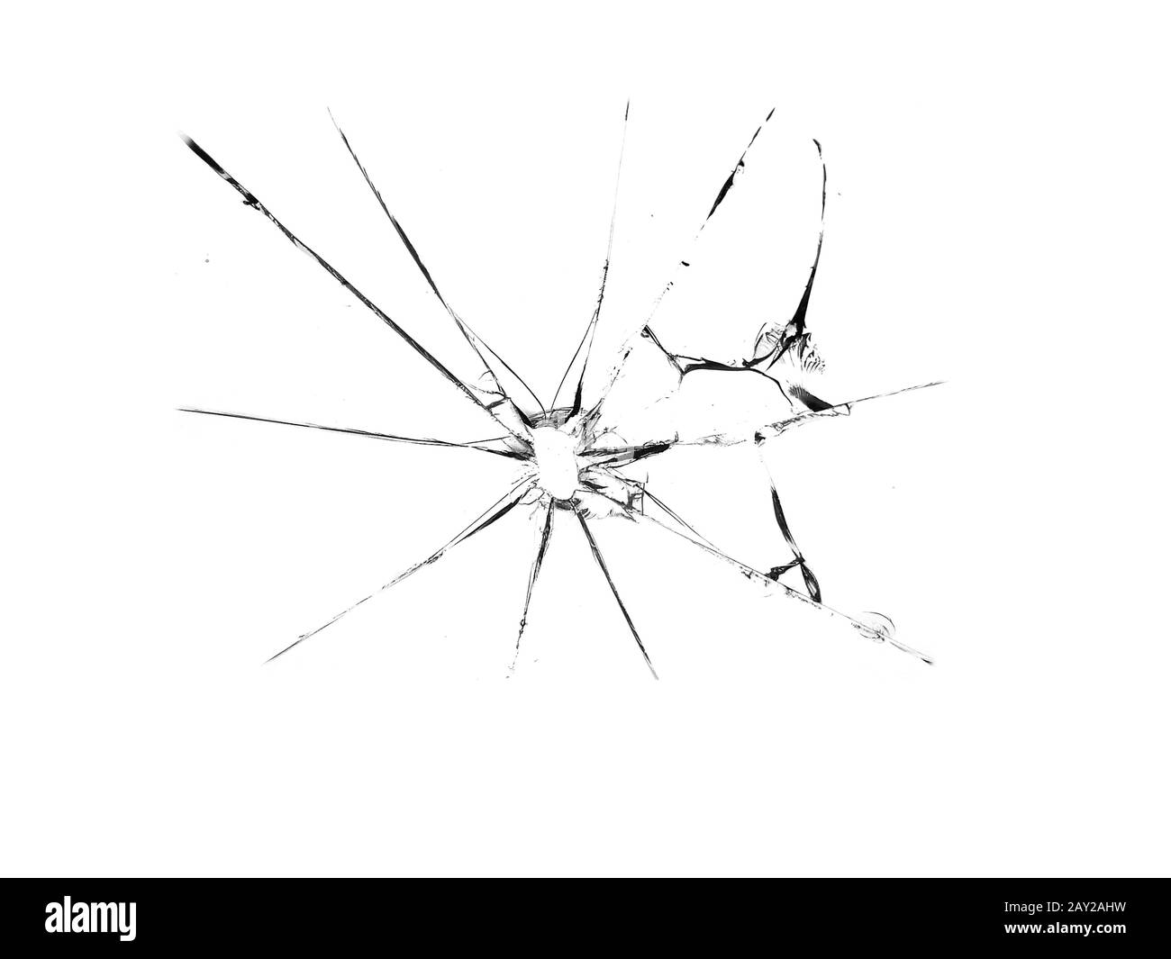 Dirk in the glass. Broken glass on a white background, texture ...