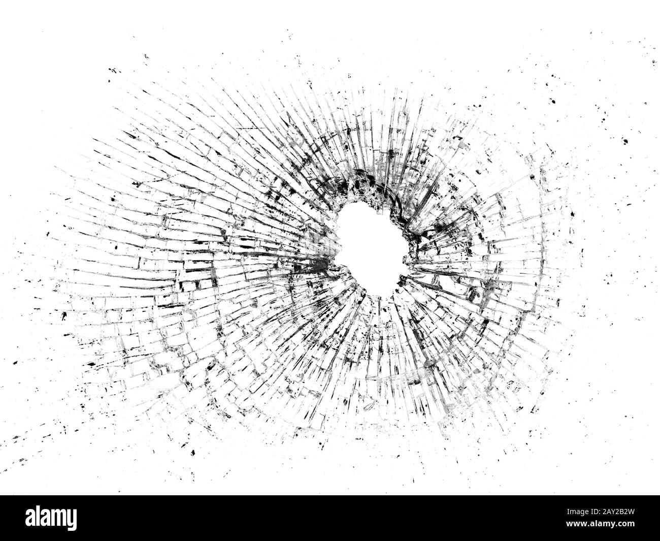 Dirk in the glass. Broken glass on a white background, texture ...