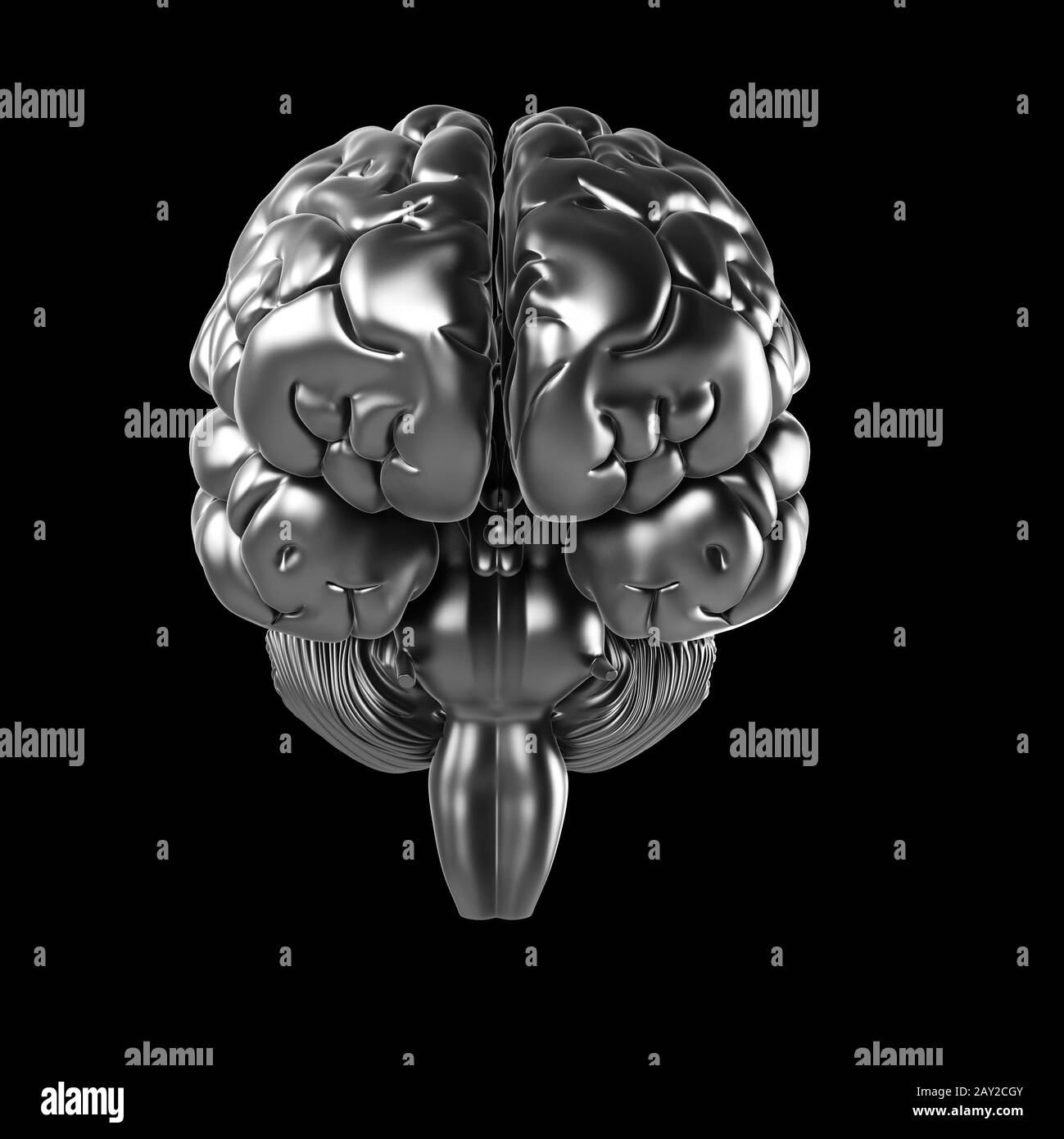 3d rendered illustration - metal brain Stock Photo - Alamy