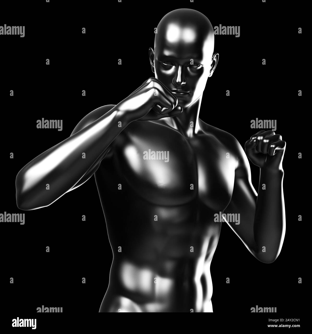 3d rendered illustration - metal fighter Stock Photo - Alamy