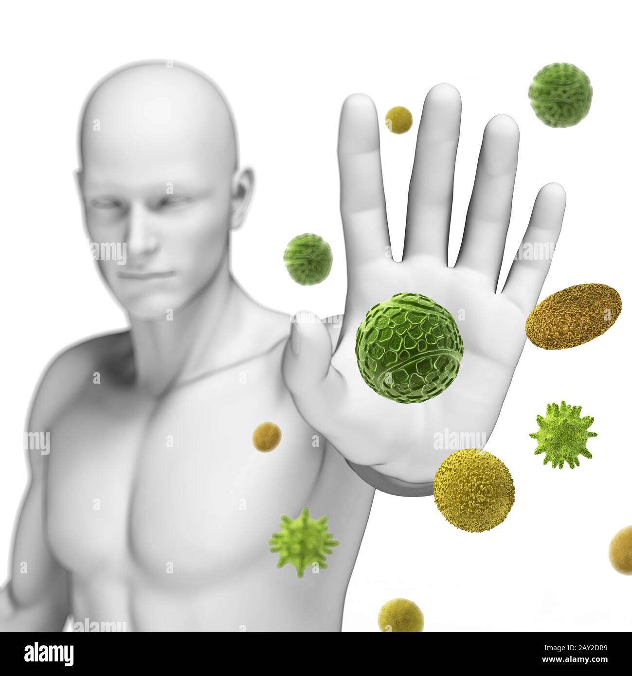 3d rendered illustration defending some pollen Stock Photo - Alamy