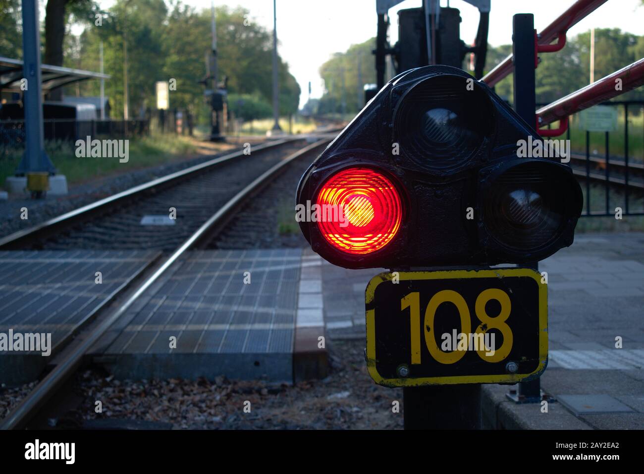 Traffic Light Train Station Stock Photo - Alamy