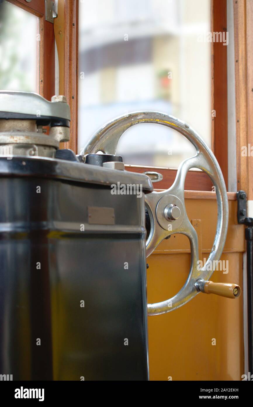 Side view of a steering view of a streetcar Stock Photo - Alamy
