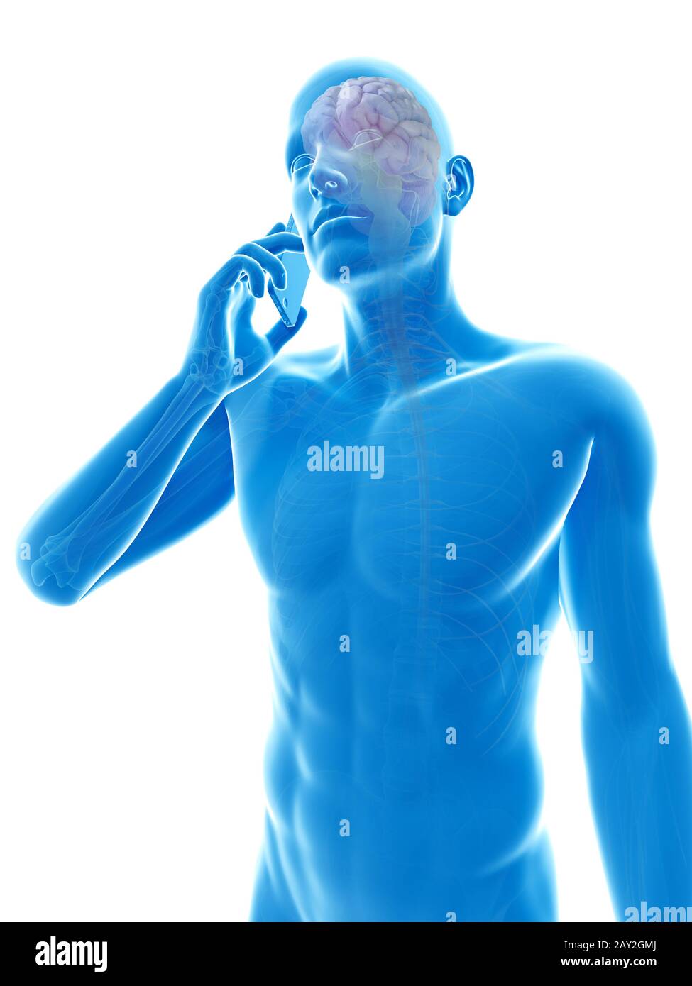 mobile phone influence on the brain Stock Photo - Alamy