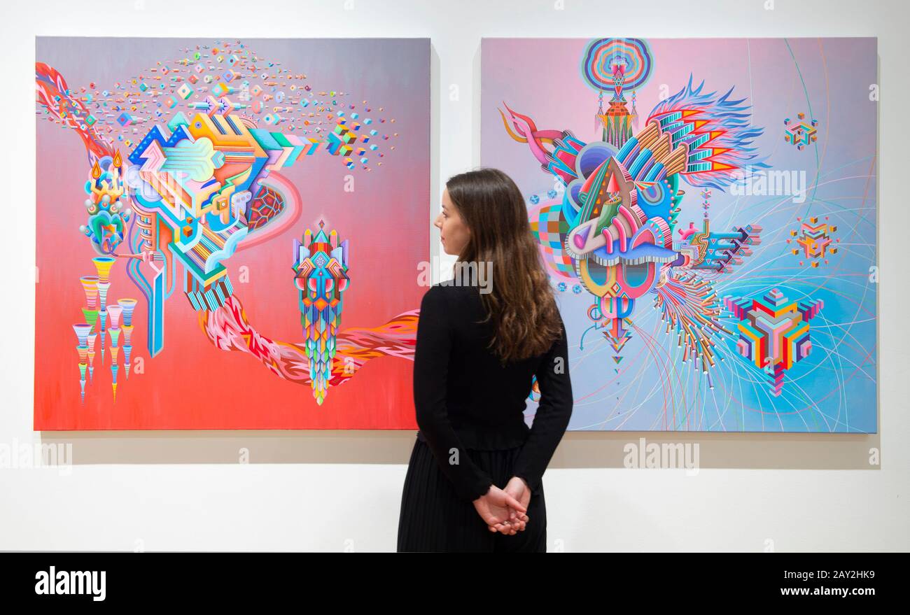October Gallery, London, UK. 14th February 2020. Atmospheres, a group ...