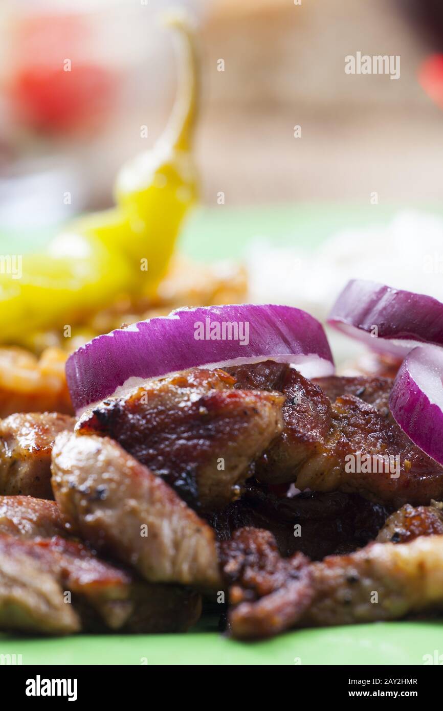 Greek gyros on a plate Stock Photo - Alamy