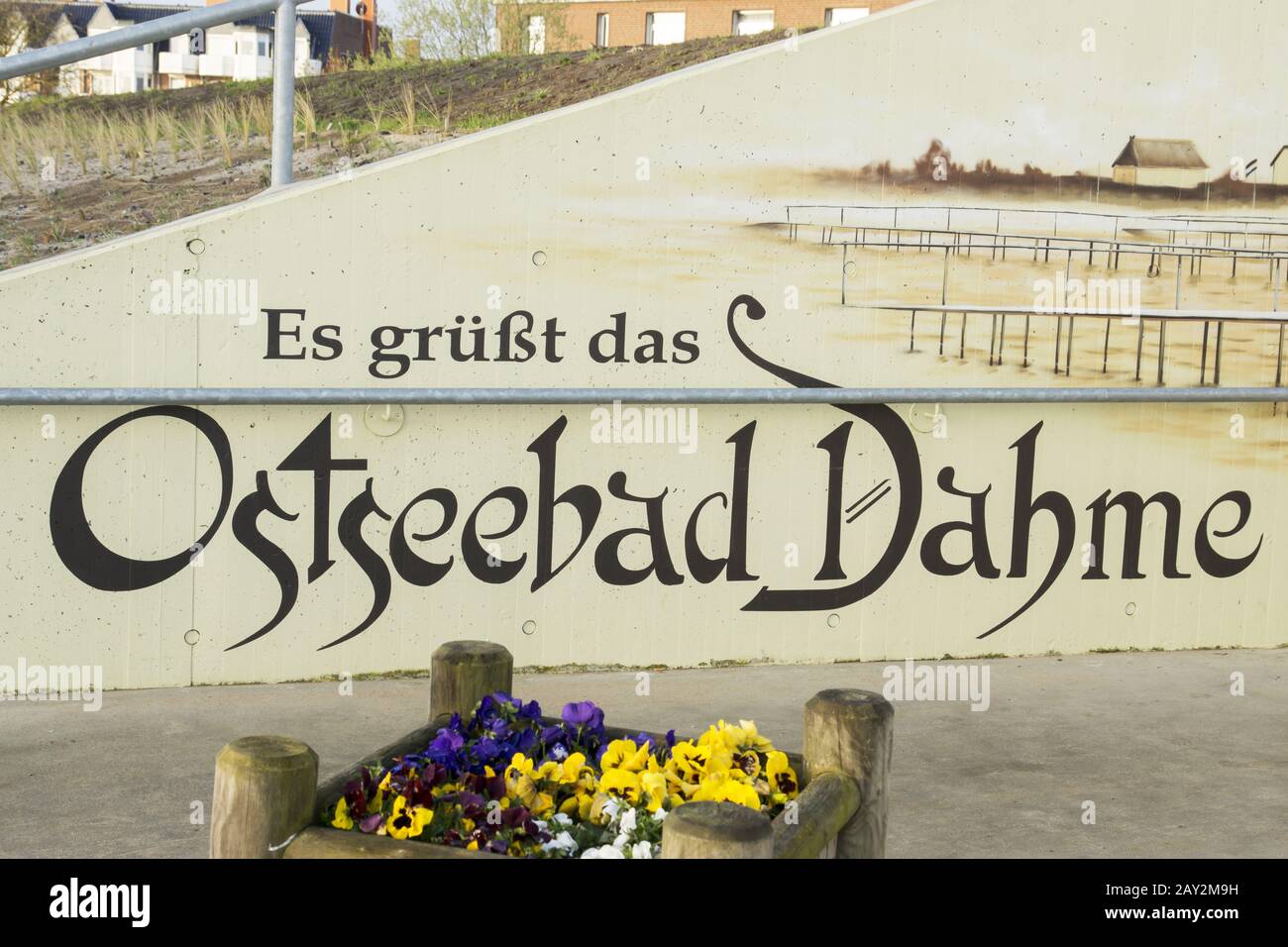 Artwork on a dike-crossing in Dahme, Baltic Sea, G Stock Photo - Alamy