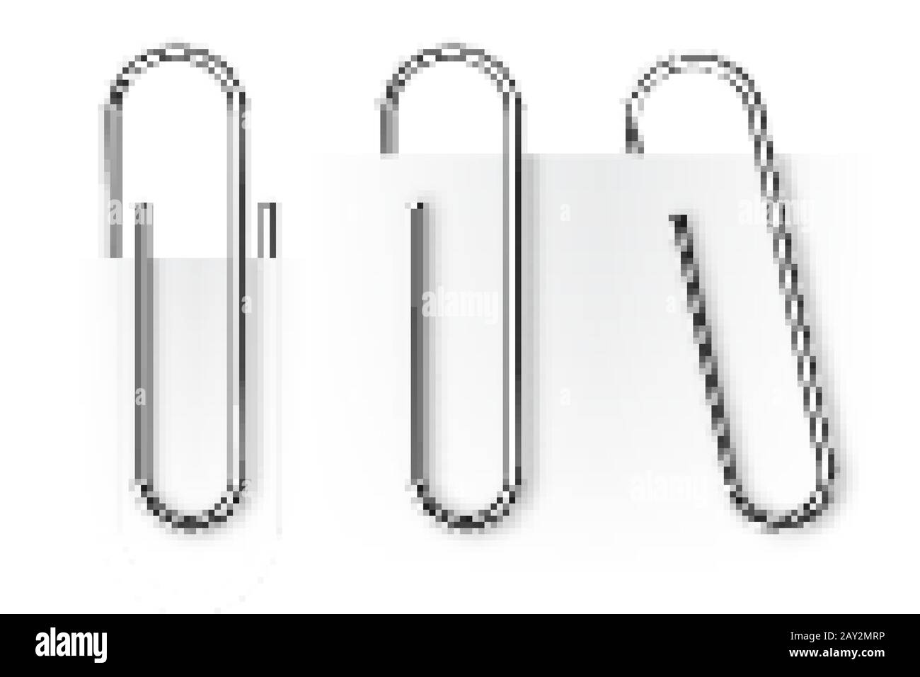 Realistic tilted metal paper clip. Page holder, binder. Vector ...