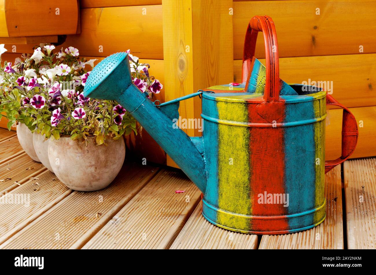colourful watering can Stock Photo - Alamy