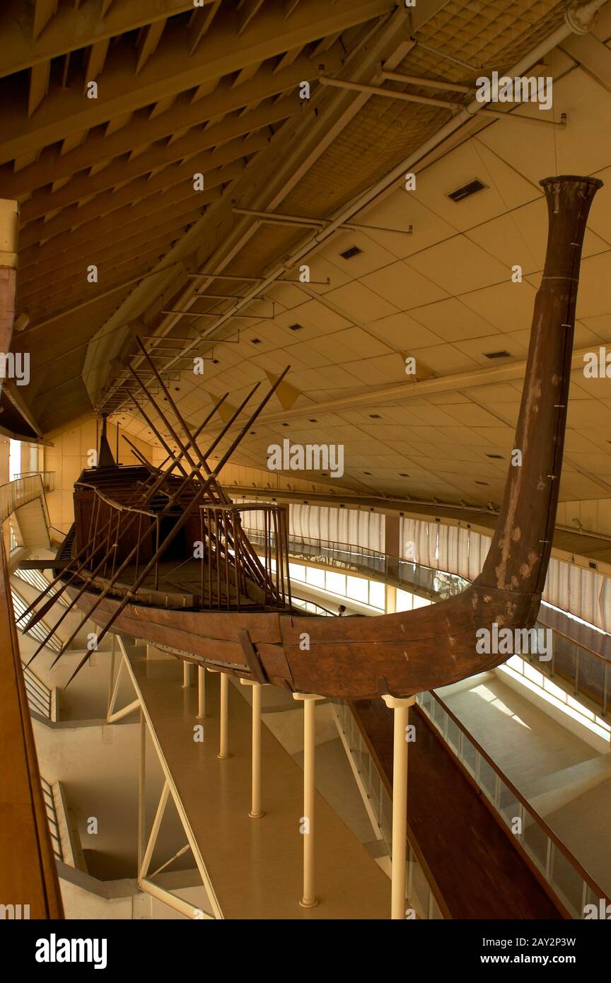Khufu (Cheops) ship. Intact full-size vessel. Type known as a "solar ...