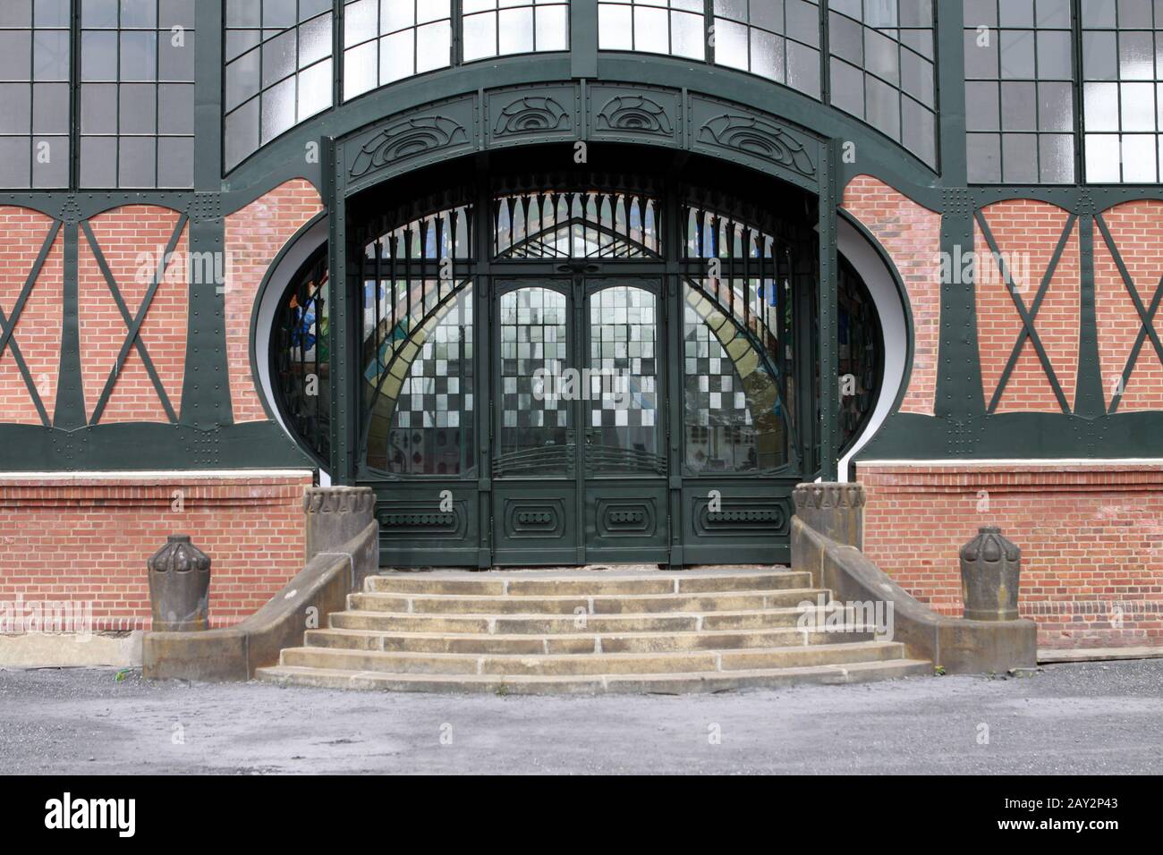 Art Nouveau entrance to the machine hall of the Zollern colliery Stock ...