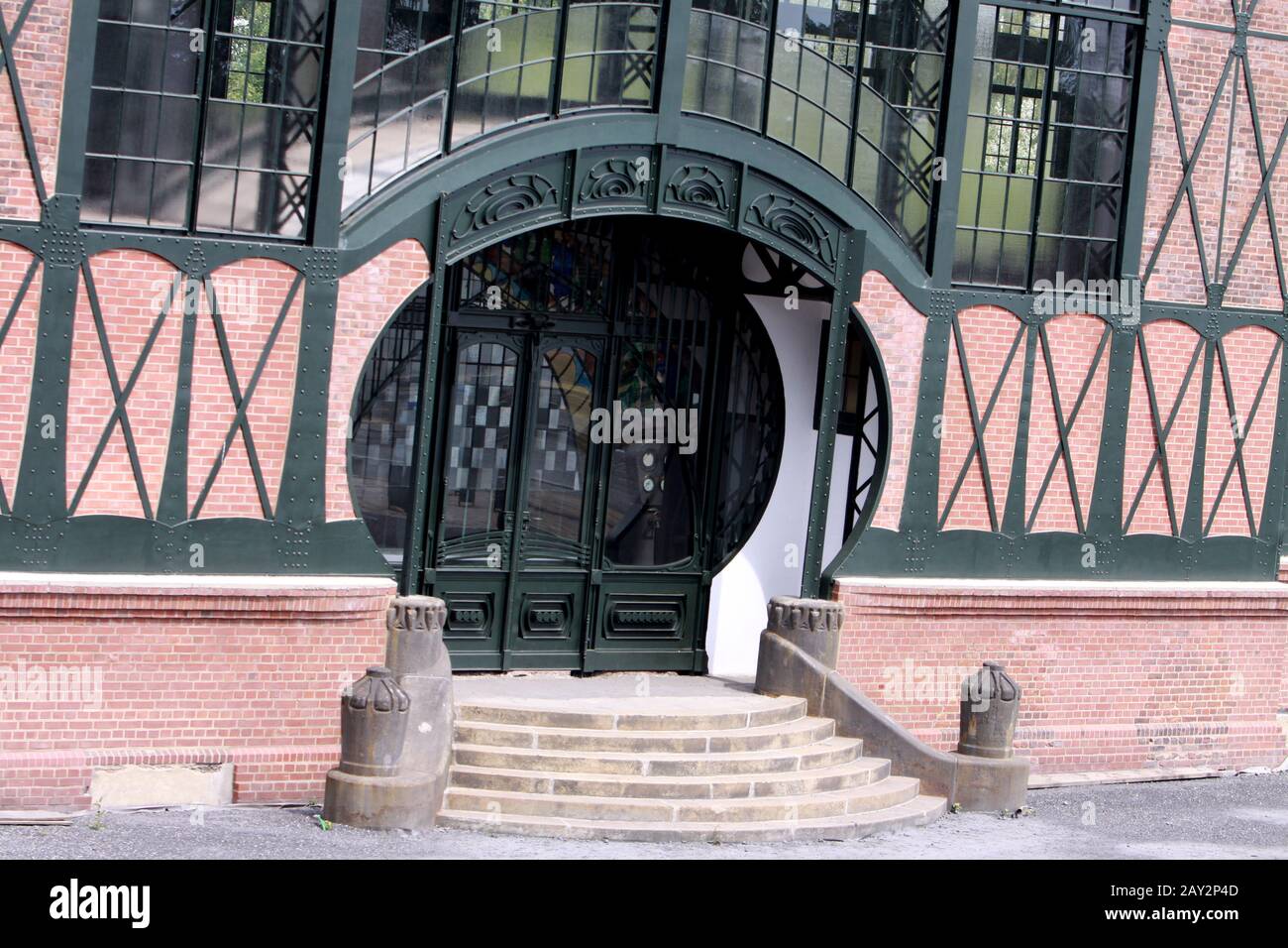 Art Nouveau entrance to the machine hall of the Zollern colliery Stock ...