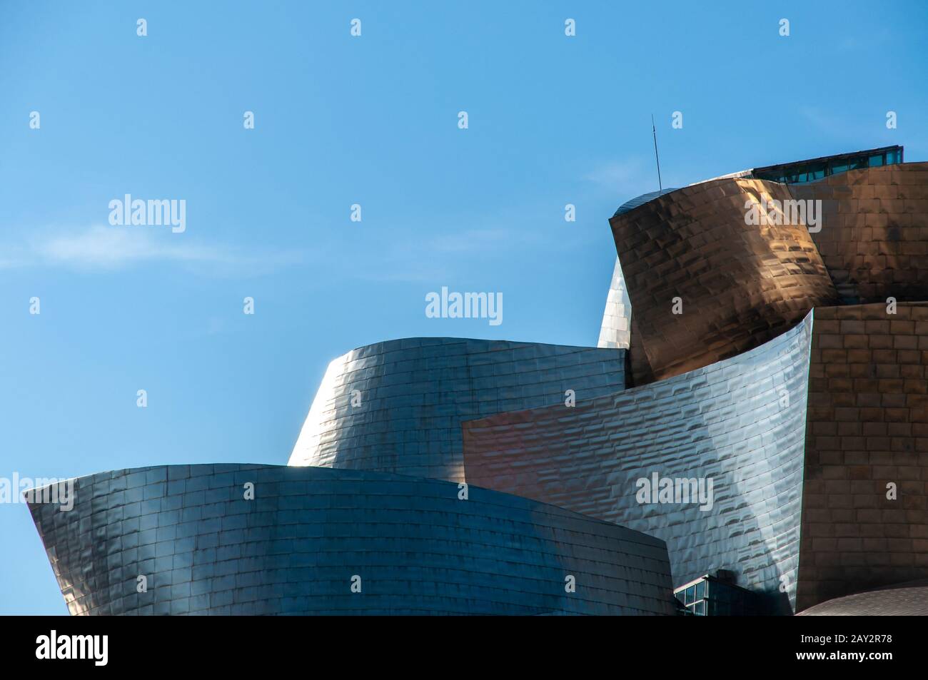 The exterior architecture of the Bilbao Guggenheim museum Stock Photo ...