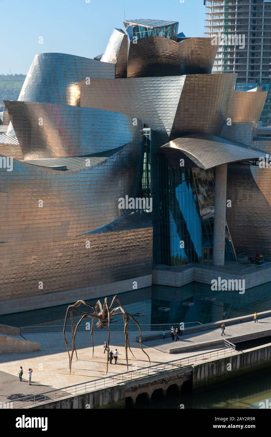 The exterior architecture of the Bilbao Guggenheim museum Stock Photo ...