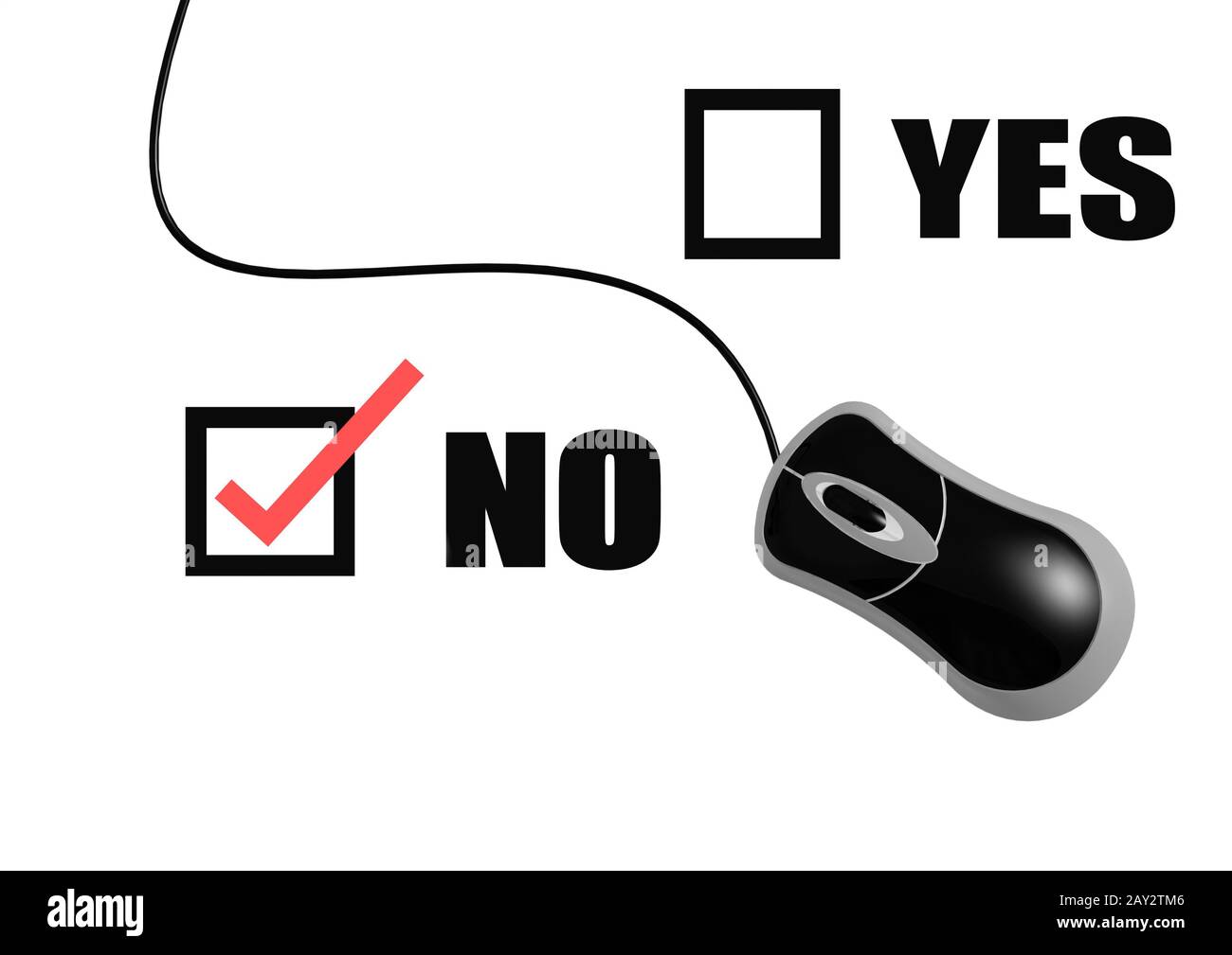 Yes and no with computer mouse Stock Photo - Alamy
