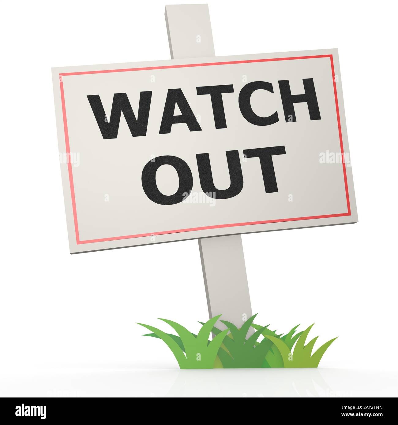 White banner with watch out Stock Photo - Alamy