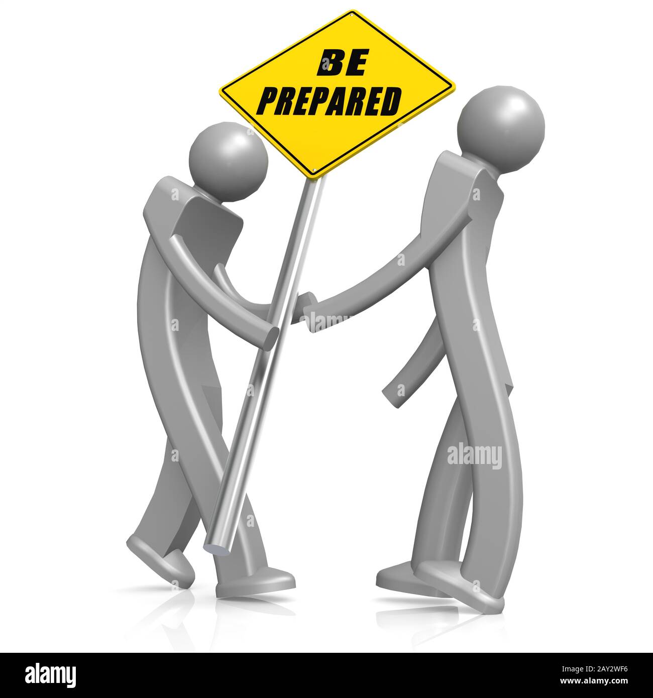 Man with be prepared road sign Stock Photo - Alamy