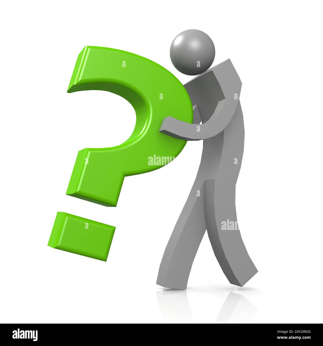 Man and green question mark Stock Photo - Alamy