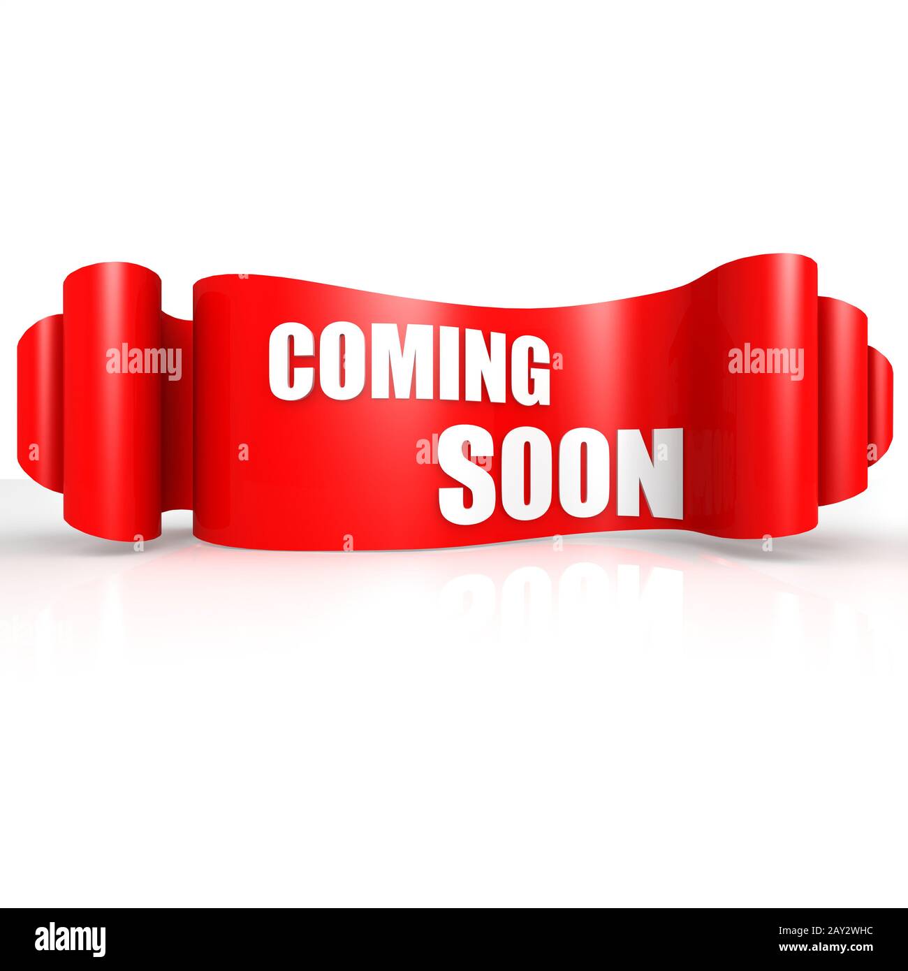 Coming soon red wave ribbon Stock Photo - Alamy