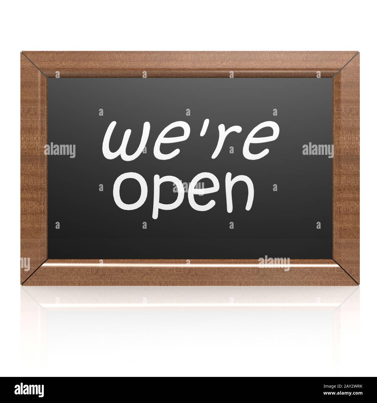 We are open on blackboard Stock Photo - Alamy
