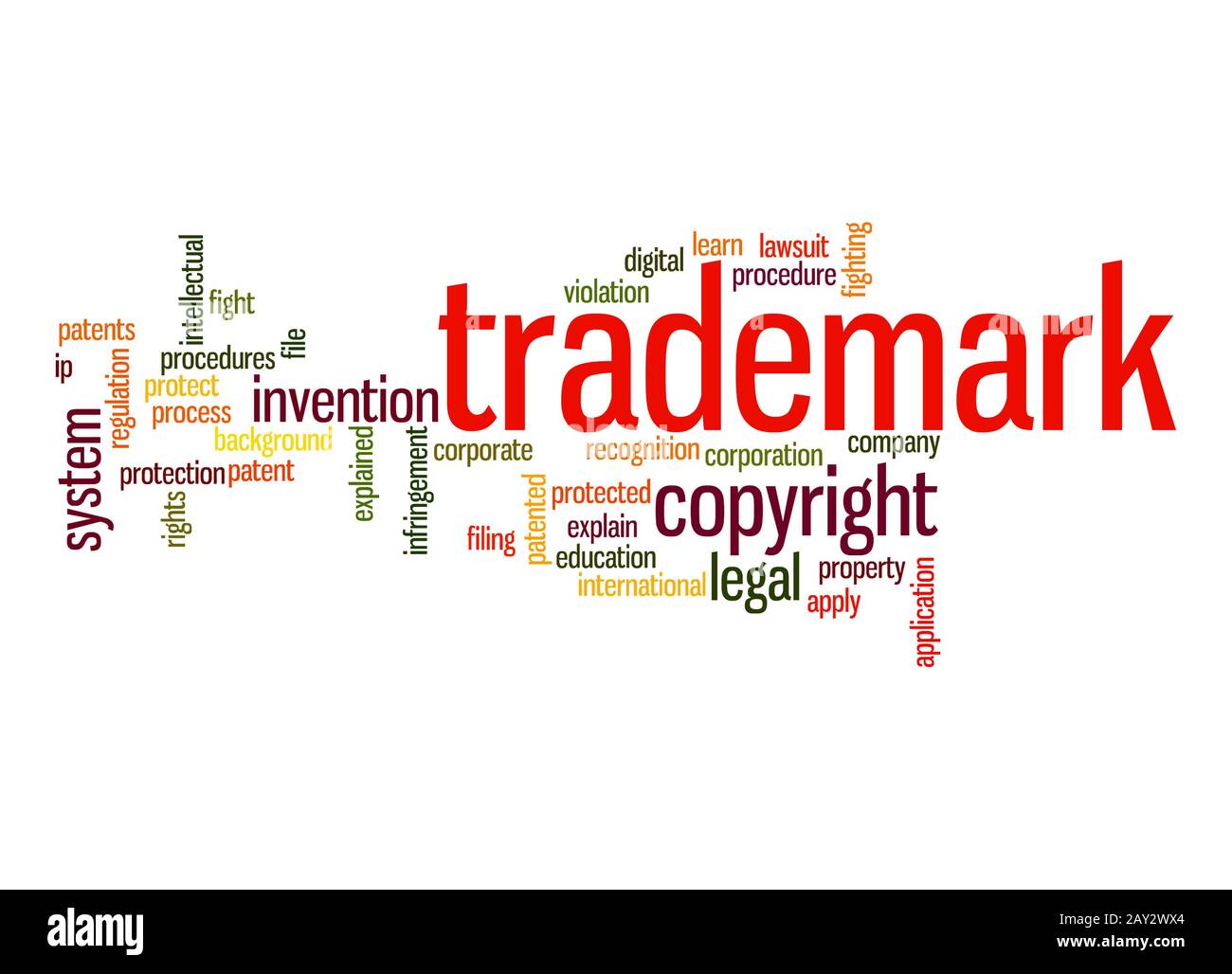 Trademark word cloud Stock Photo - Alamy