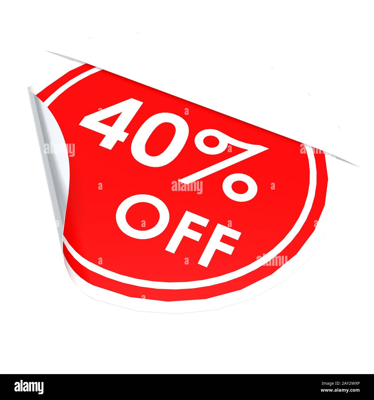 Red circle label 40 percent off Stock Photo - Alamy