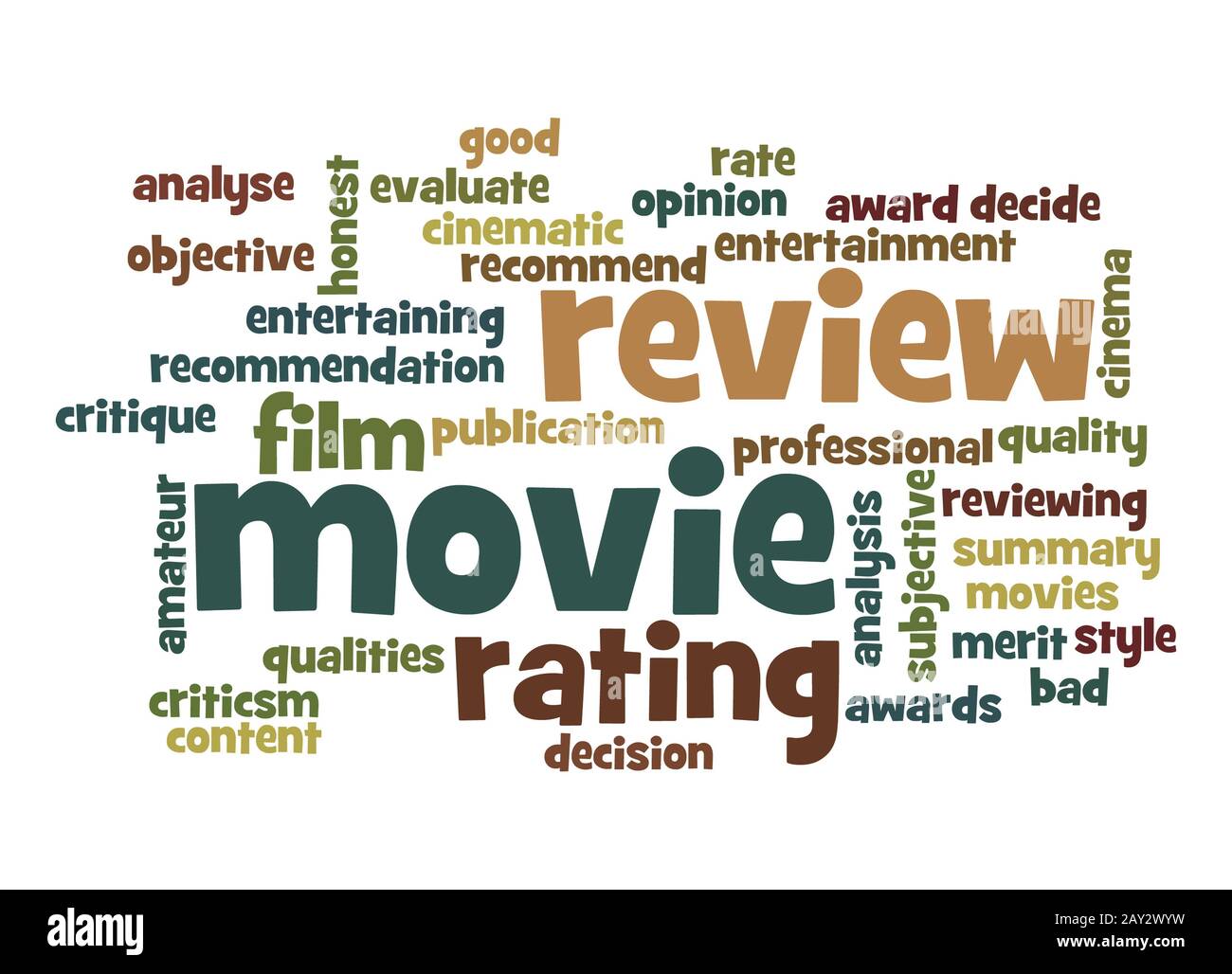 Movie review word cloud Stock Photo - Alamy