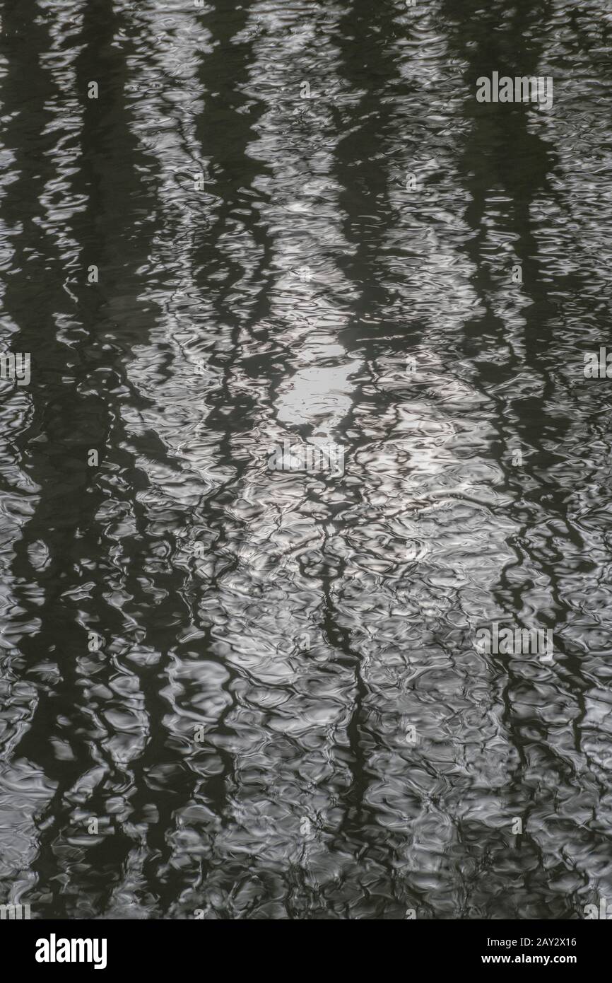 Slightly turbulent water ripples on the River Fowey at Lostwithiel in ...